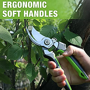 WORKPRO Garden Bypass Pruning Shears, 8.5" Garden Pruning Scissors with CRV Integral Forged Blades, Garden Clippers Hand Tools for Cutting and Trimming Bonsai, Branch, Herb, Rose, Flower