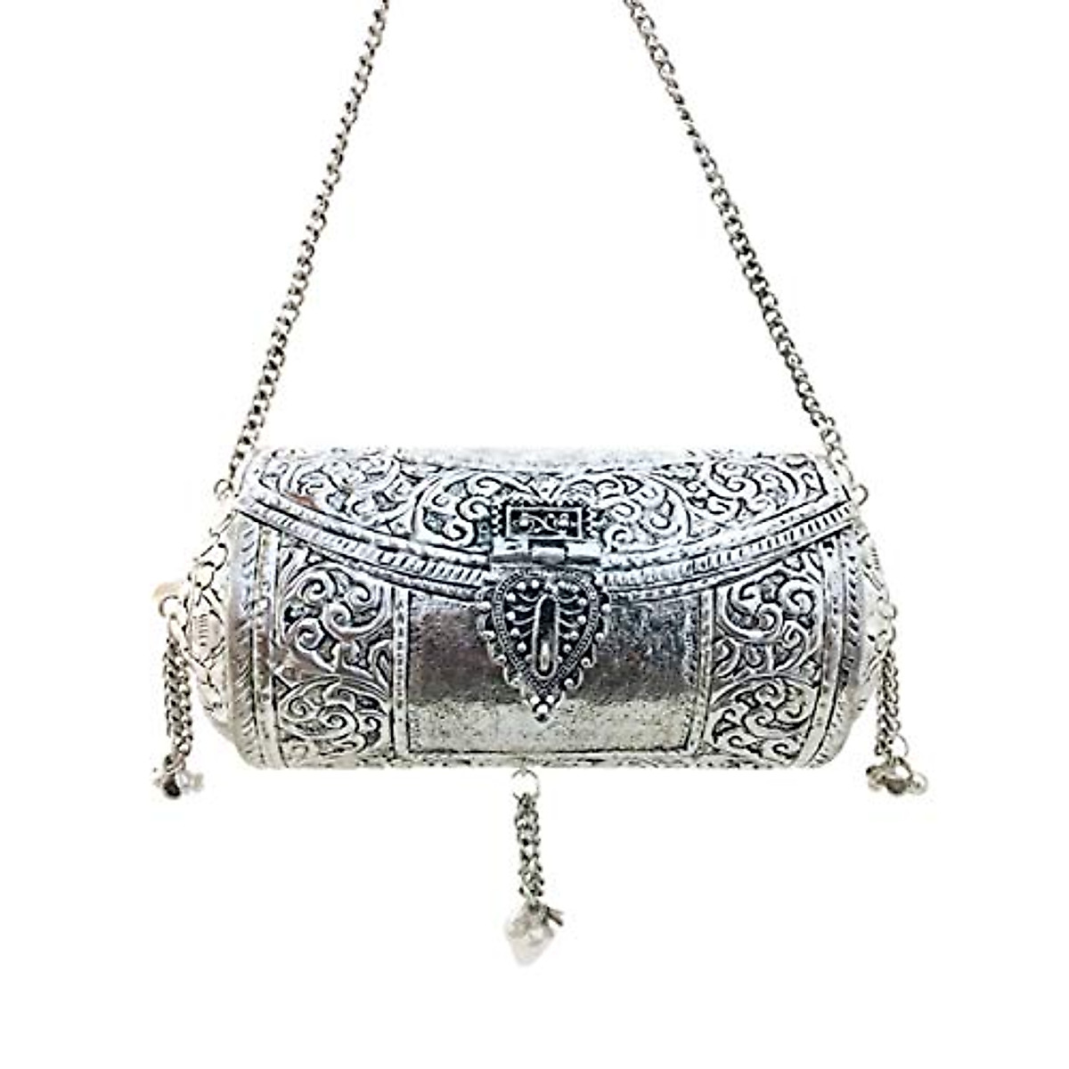 Women Silver Handmade Ethnic gift Brass Metal bag antique bridal clutch