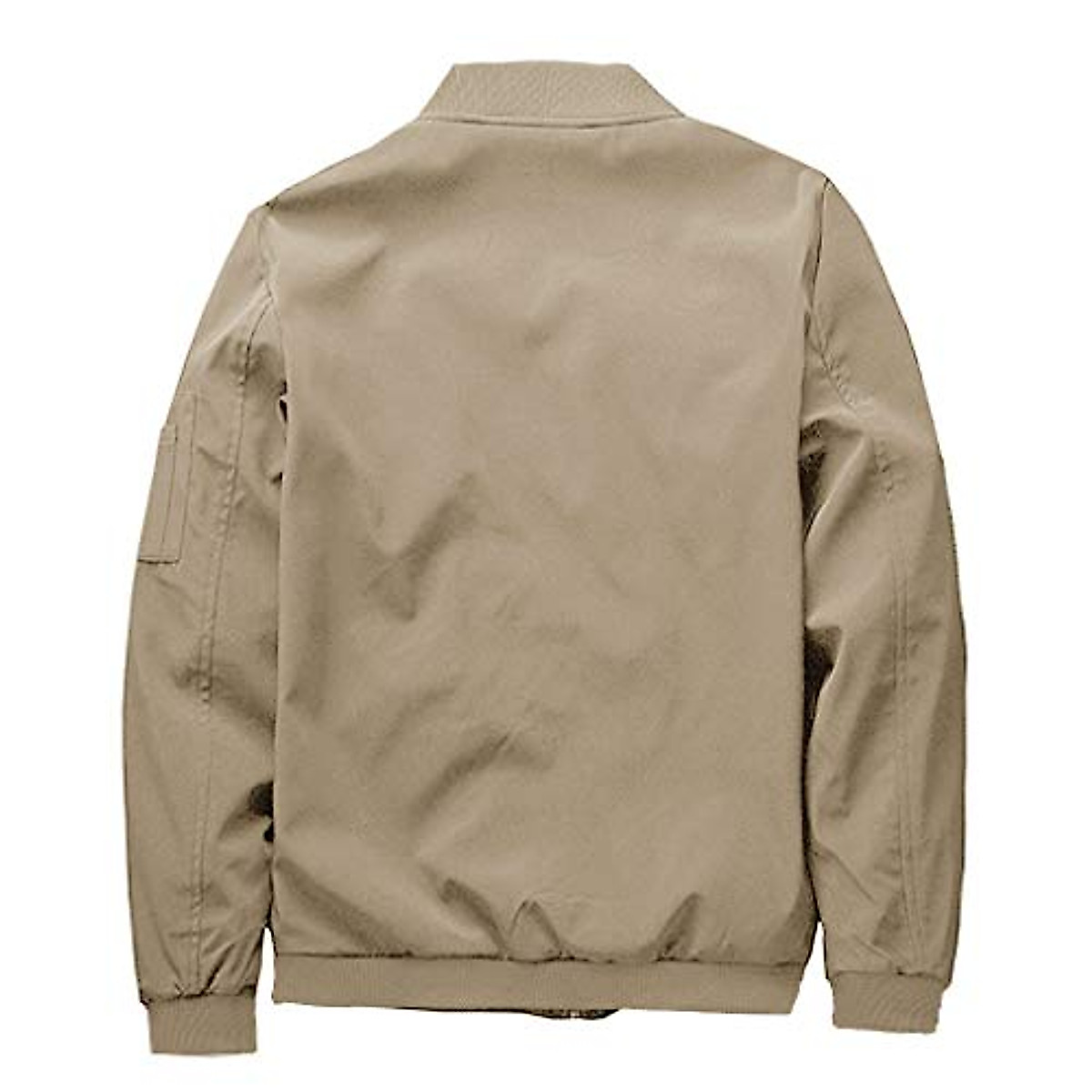 CRYSULLY Mens Autumn Casual Coat Sport Zip Outerwear Windproof Thin Bomber Jackets Khaki