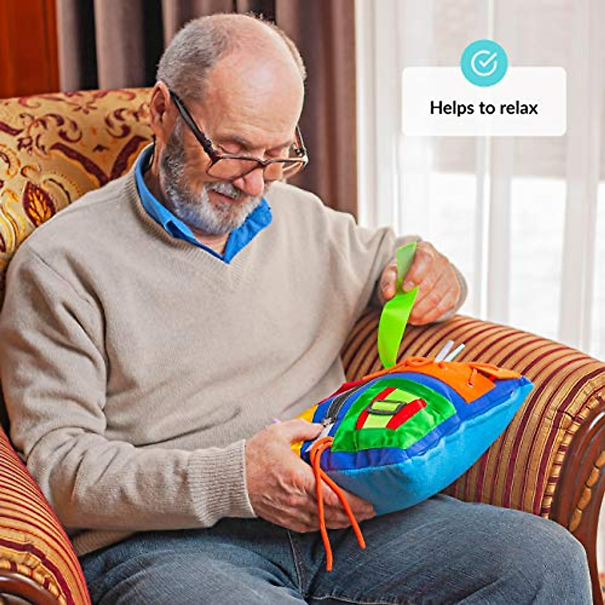 Dementia Pillow | Calming & Comforting Activities for Adults with Dementia | Fidget Pillow | Dementia Products for Elderly | Sensory Pillow | Helps with: Alzheimers, Dementia, Asperger’s & Autism