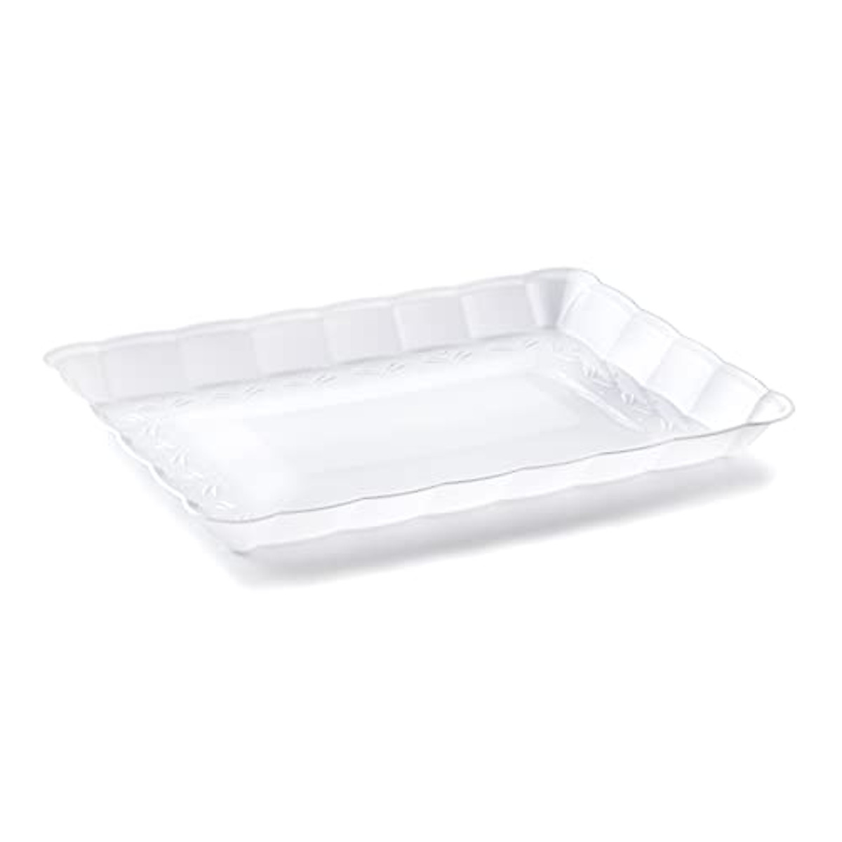 Plastic Serving Trays 9" X 13" Rectangle Serving Platters 4-Pack White Party Tray Durable Serving Platter - Disposable Serving Food Tray - Rectangular Cake, Fruit, Cookie Tray - Posh Setting