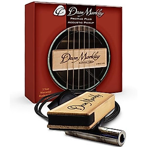 Dean Markley Pro Mag Plus XM Acoustic Guitar Single Coil Pickup, Smooth Maple Wood Design Active Soundhole Pickup Ebony Finish, Perfect String Balance and 15 Ft Low Noise for Steel-String Guitars