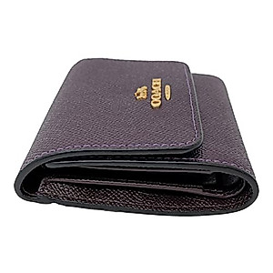 COACH Small Trifold Wallet Metallic Plum Style No. CF412