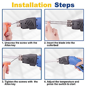 Komsepor Foam Cutter Electric Hot Knife Styrofoam Cutter Foam Cutting Tool Air Cooled Hot Knife Foam Cutter 200W 110-120V (4 Blades) for EPP, EPS, XPS, EVA, EPE, PU, KT Board, Sponge