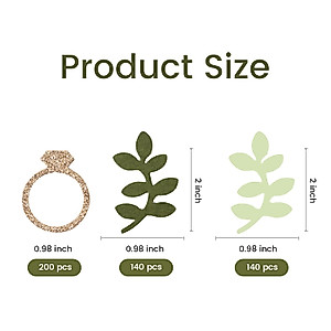 Fonder Mols Greenery Wedding Table Confetti,Boho Love Theme Party Confetti,Sage Leaf Rose Gold Rings Engagement Party Table Scatter,Bachelorette Bridal Shower Party Decorations Supplies 200 Pieces
