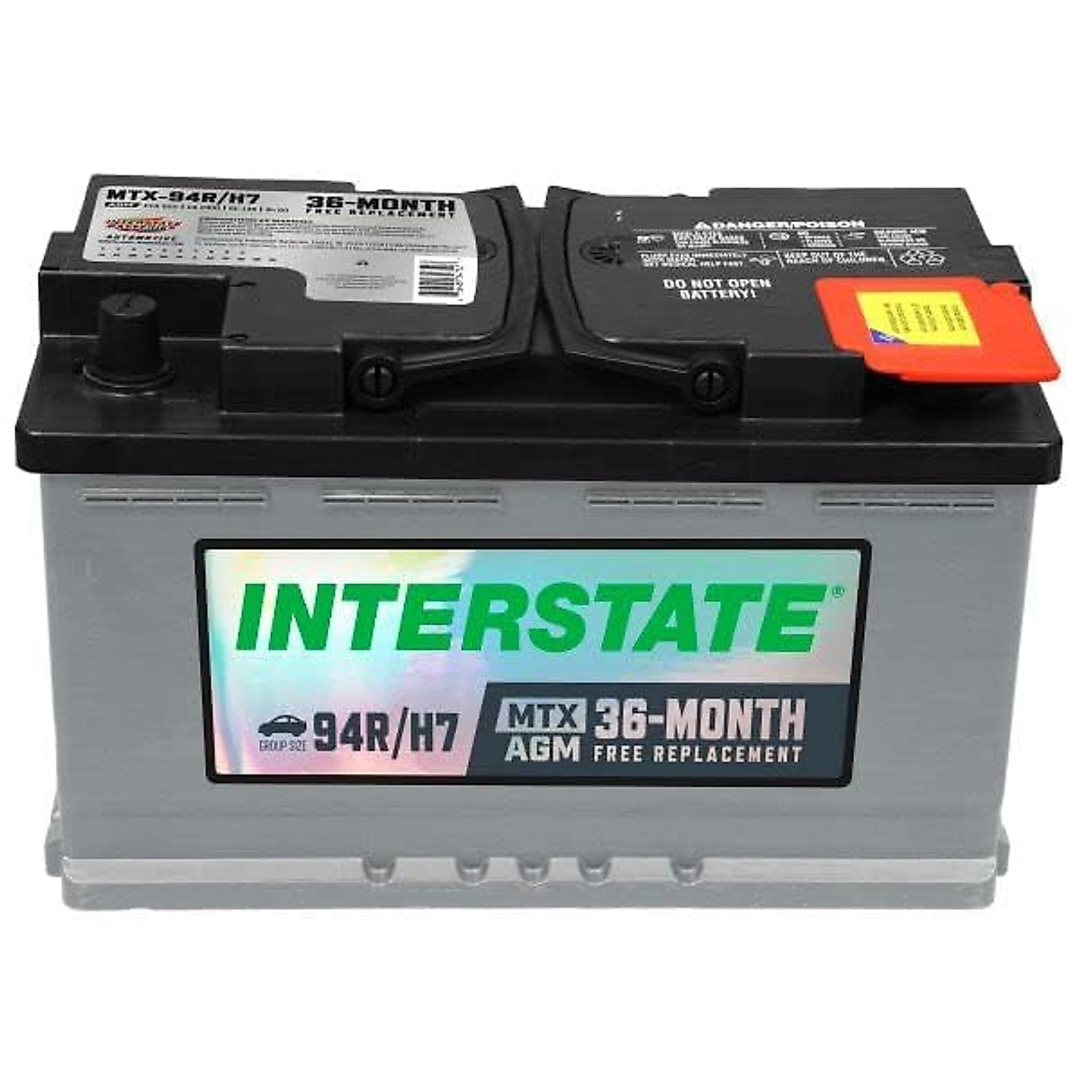 Interstate Batteries Automotive Battery 12V 80Ah (Group Size H7, 94R) 850CCA SLI AGM Automobile Replacement Battery for Cars, SUVs, Sedans, Trucks (MTX-94R/H7)