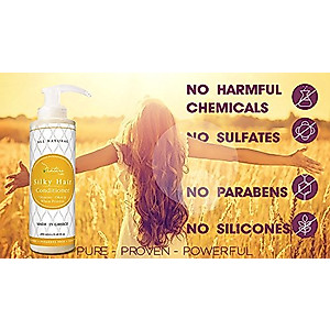 Nature Lush Organic Olive Silky Hair Conditioner - Sulfate Free Treatment - Powerful Stimulator for Hair Roots - Daily Use for Men & Women - Provides Vital Vitamins & Proteins 8.4 oz