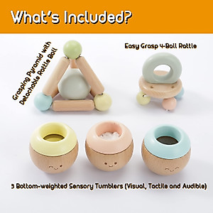 MONTESSORI MAMA Sensory Toys Baby Teething Toys & Baby Rattle | Sensory Bin for Baby Toys 6 Months and Infant Toys 6 Months | Autism Sensory Toys Newborn Toys | Sensory Toys for Babies Baby Gifts