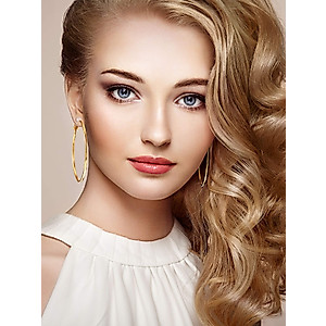 Sumind 6 Pairs Clip on Hoop Earrings Hoop Gold Earrings Non Piercing Earrings Set for Women, 6 Sizes