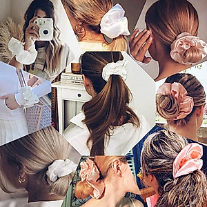 Large Satin Scrunchies Oversized Scrunchies Jumbo Scrunchies Sleeping Giant Scrunchie No Damage Big Satin Silk Scrunchies for Women(A)