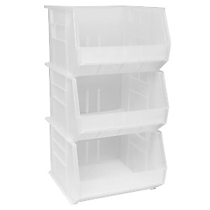 Akro-Mils 30270 AkroBins Plastic Hanging Stackable Storage Organizer Bin, 18-Inch x 16-Inch x 11-Inch, Clear, 3-Pack