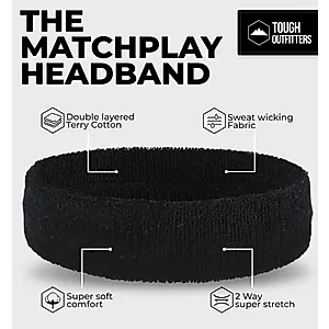 Running Headbands for Men and Women - Athletic Sweatband - Terry Cloth Bands for Basketball, Tennis, Football, Gym, Running, Cosplay & Costumes