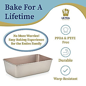 Ultra Cuisine Nonstick Bread Pan - 9.5x5 inch Loaf Pan, 1 lb - Easy Clean, Quality, Durable Bread Tin for Oven Baking Quick Bread, Meatloaf, Banana Bread, Cake - Easy Release, PFOA & PTFE Free Coating