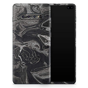 DesignSkinz Black & Silver Marble Swirl V6 Protective Vinyl Decal Wrap Skin Cover Compatible with The Samsung Galaxy S20 (Screen Trim & Back Glass Skin)