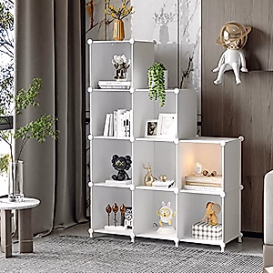 AWTATOS Cube Storage Organizer Modular Storage Cubes Bookshelf Stackable Closet Storage Shelves DIY Plastic 9 Cube Organizer Shelving, Ideal Storage Solution for Bedroom, Home Office, White