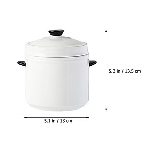 Hemoton Small Ceramic Stew Pot Stockpot Miso Soup Bowl with Lid Japanese Bowl for Bird Nest Tonic Dessert Noodle Soup Salad Pasta