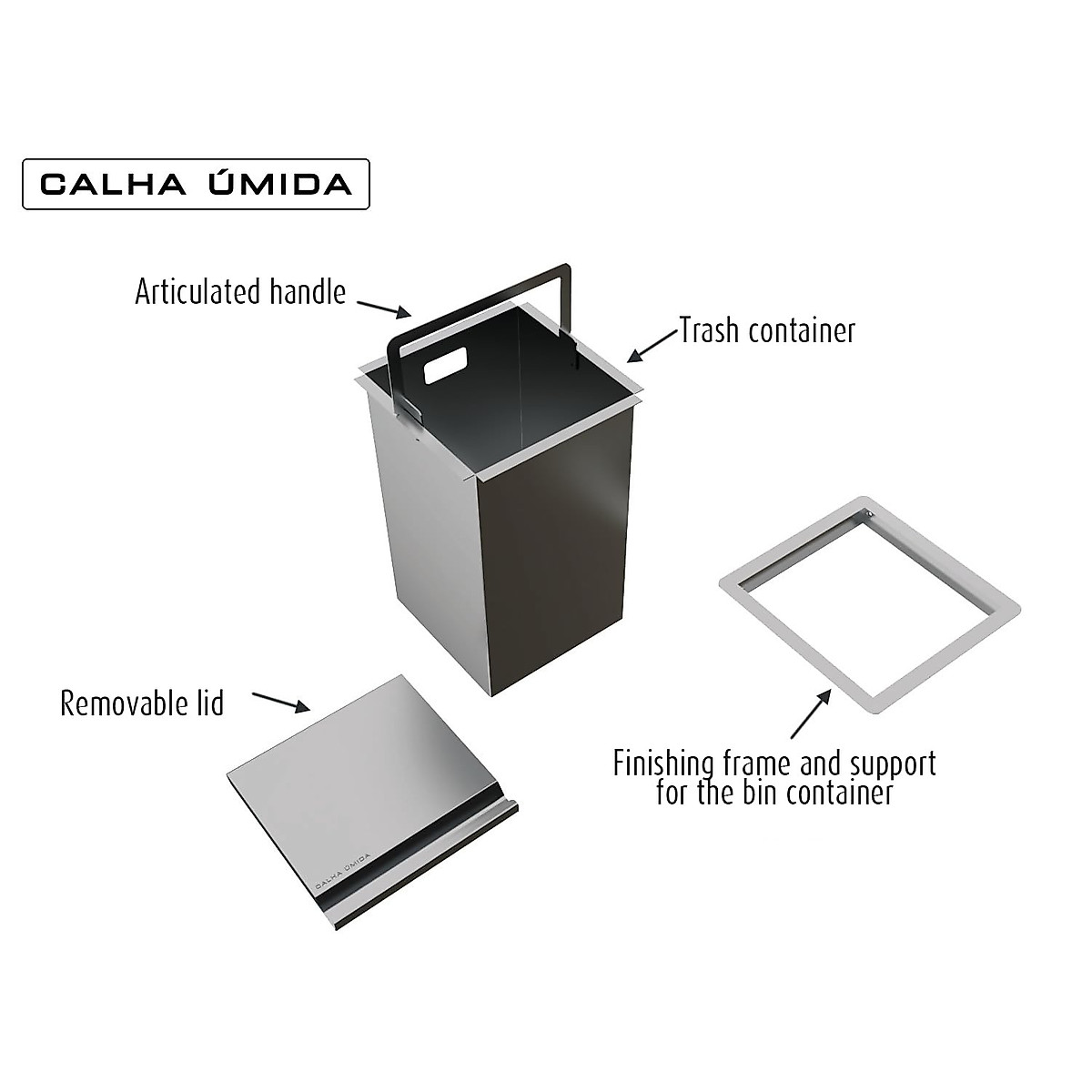 Stainless Steel Compost Bin for Kitchen Countertop Mounted, 1.32 Gallon Kitchen Compost Container with Lid, Compact and Easy Clean, Stainless Steel