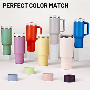 DUNLAGUE 2-Piece Silicone Boot 3-Piece Straw Cover for Stanley Quencher H2.0 20oz 30oz 40oz and IceFlow Flip 20 30oz Tumbler, Exact Color Match Accessories for Stanley Cup