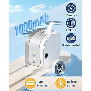 Phomemo P12 Pro Label Maker Machine with Tape, Portable Rechargeable Label Makers Wireless Label Printer Compatible with Android & iOS, Easy to Use Small Business Home Office Organization - White