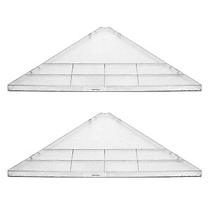 evron Corner Mounting Shelf,Easy to Install Wall Corner Shelf,Wood Immitation with Hole Pattern,Set of 2 (Clear)