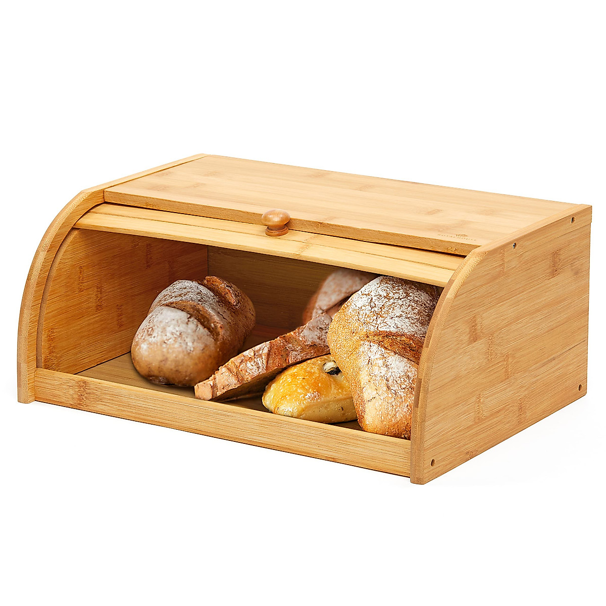 RoyalHouse Premium Bamboo Bread Box, Bread Storage And Organizer, Organizer For Kitchen Countertop, Assembly Required
