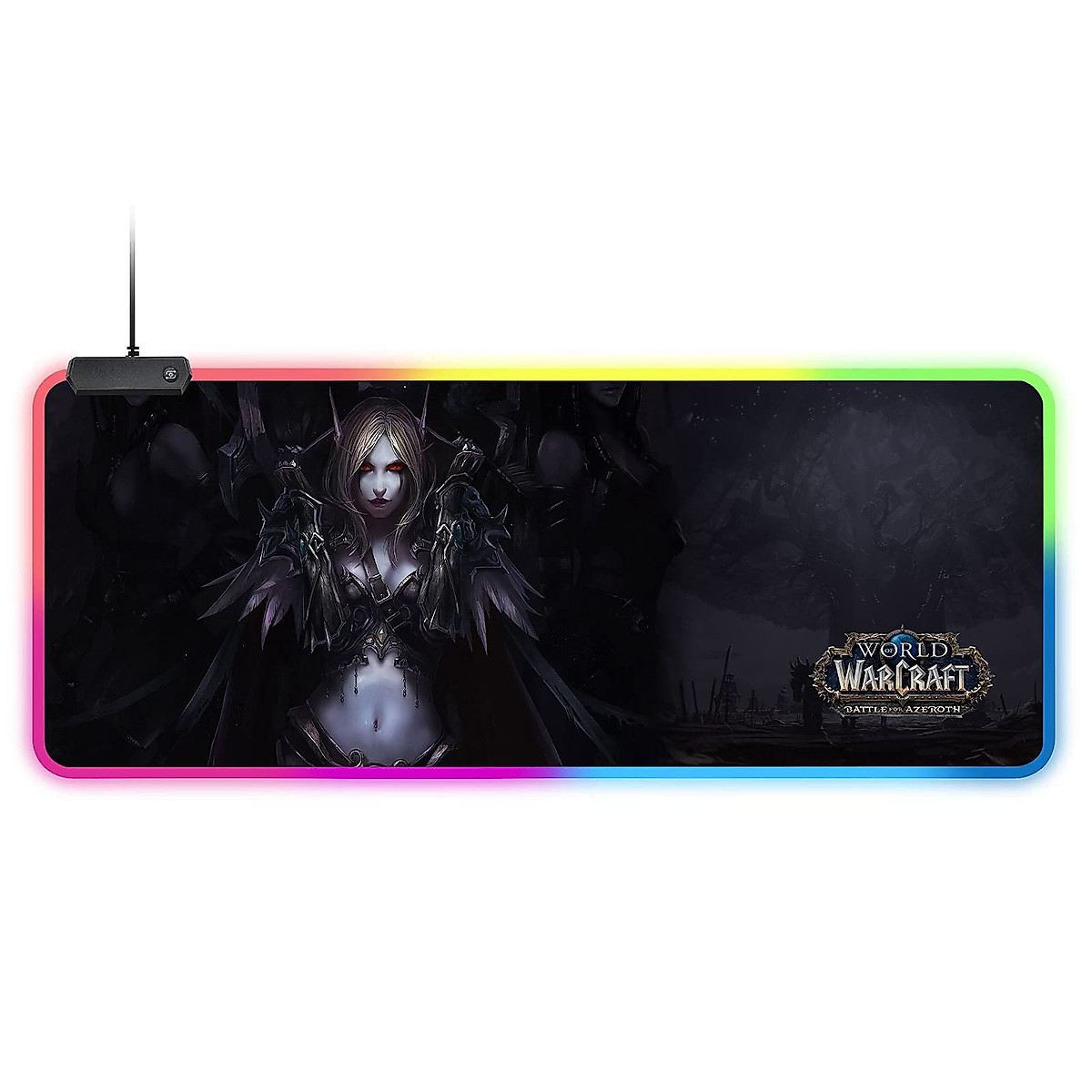 Sylvanas RGB Soft Gaming Mouse Pad Large Oversized Glowing Led Extended Mousepad Non-Slip Rubber Base Computer Keyboard Pad Mat 31.5X 11.8in