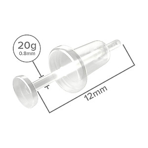 5pc 20g Stud Earrings Cartilage Piercing Flexible Bioflex Clear Ear Lobe Retainer Bioplast Invisible Jewelry Work School X-Ray