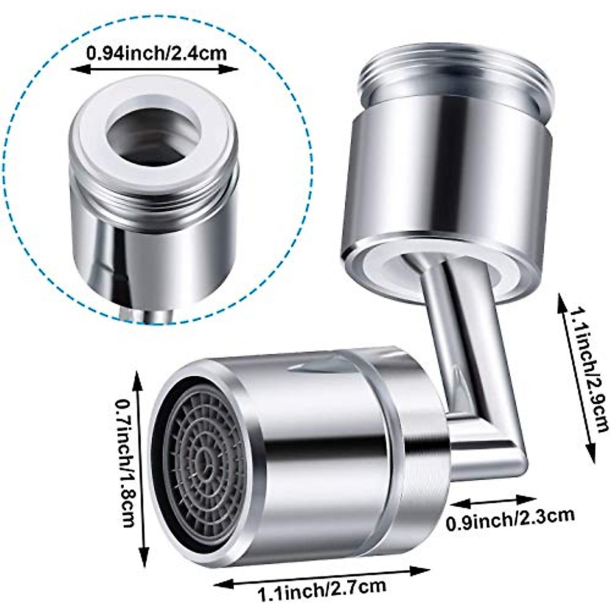 Universal Splash Filter Faucet, 720° Big Angle Swivel Sprayer Head Leakproof Double O-Ring Design with 4-Layer Net Filter