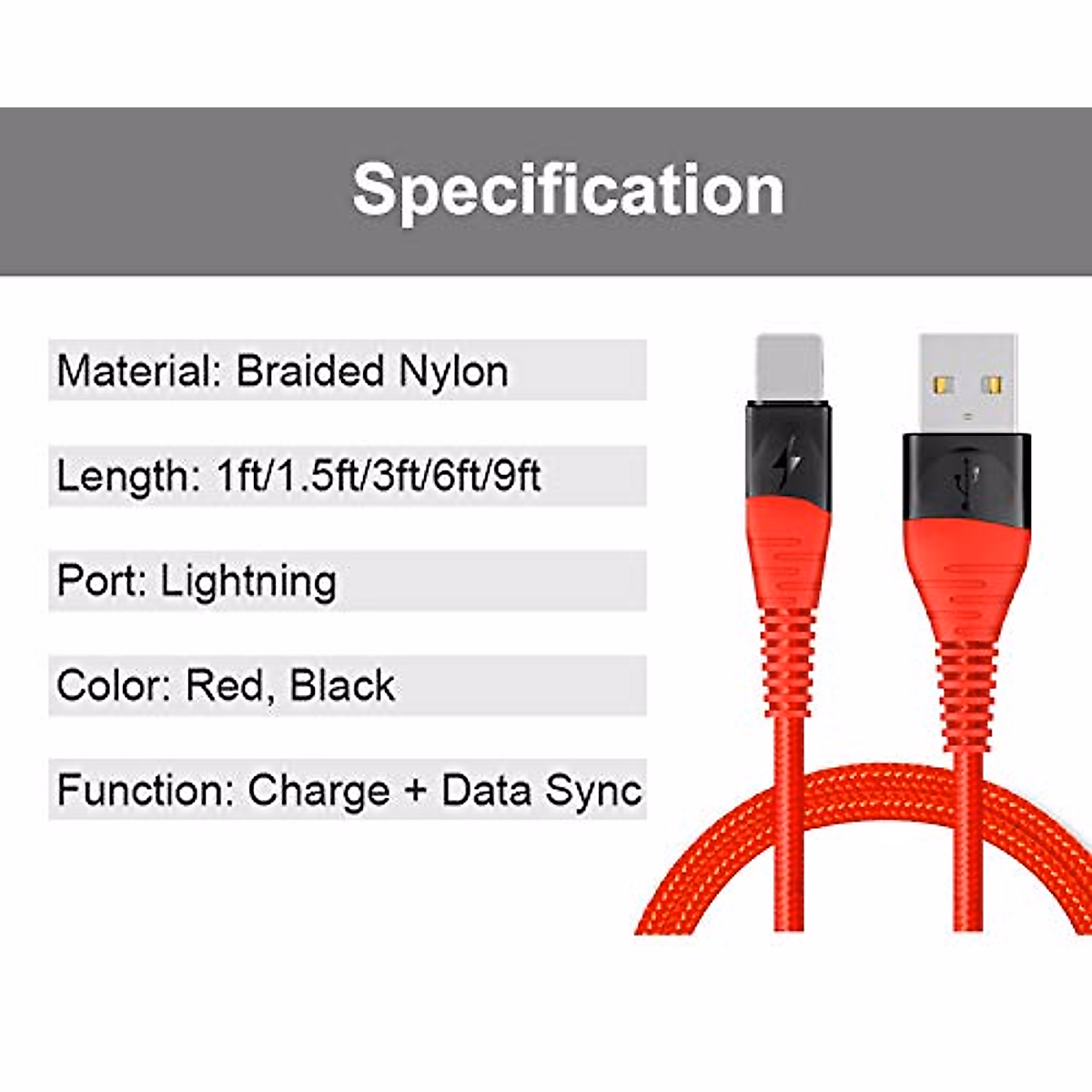 [2 Pack] Charge/Sync Cable, iFlash1 Foot Charging Cable Fast Charging & Sync Charger Apple iPhone Xs/XS Max/XR/X / 8/8 Plus / 7/7 Plus / 6S/6 Plus/SE/ 5S, iPad Pro Air Mini 1/2/3/4, iPod Touch 5/6