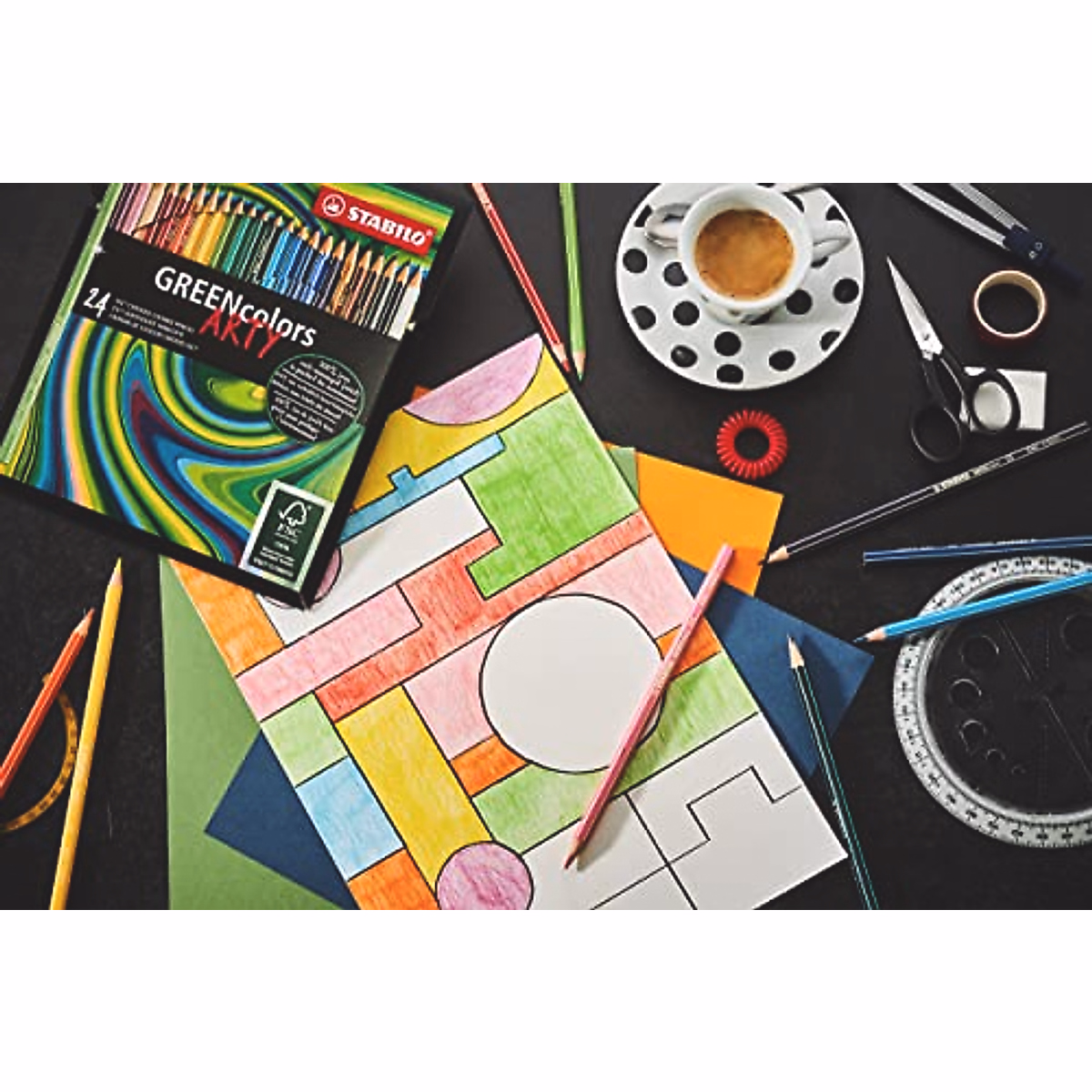 Stabilo Green Color Pencil Wallet , Set of 24 , Multicolored