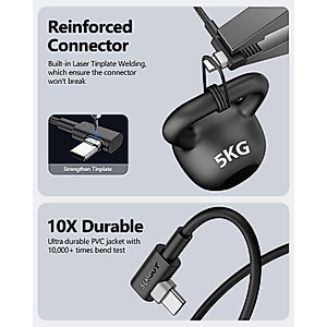 SUNGUY Short USB C to USB C Cable 10-Inch, [2-Pack, 0.8FT] Right Angle 60W Fast Charge USBC to USBC Cable Compatible with iPhone 16 15 Plus Pro Max, Galaxy S24 S23 S22, iPad Pro