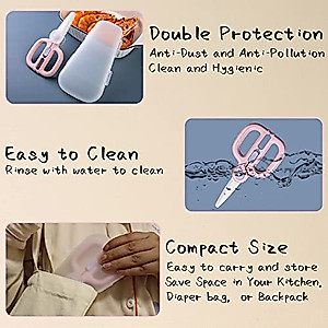 Artenny Baby Food Scissors Kids with Case Travel, Ceramic Kitchen Scissors for Food with Safety Lock, Baby Food Cutter, BPA Free (A)