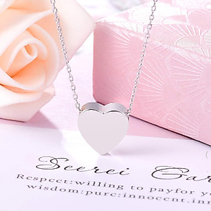 Jinlou 925 Sterling Silver Hold Loved Ones Heart Urn Necklace Pendant for Ashes Memorial Cremation Jewelry(Simple heart)