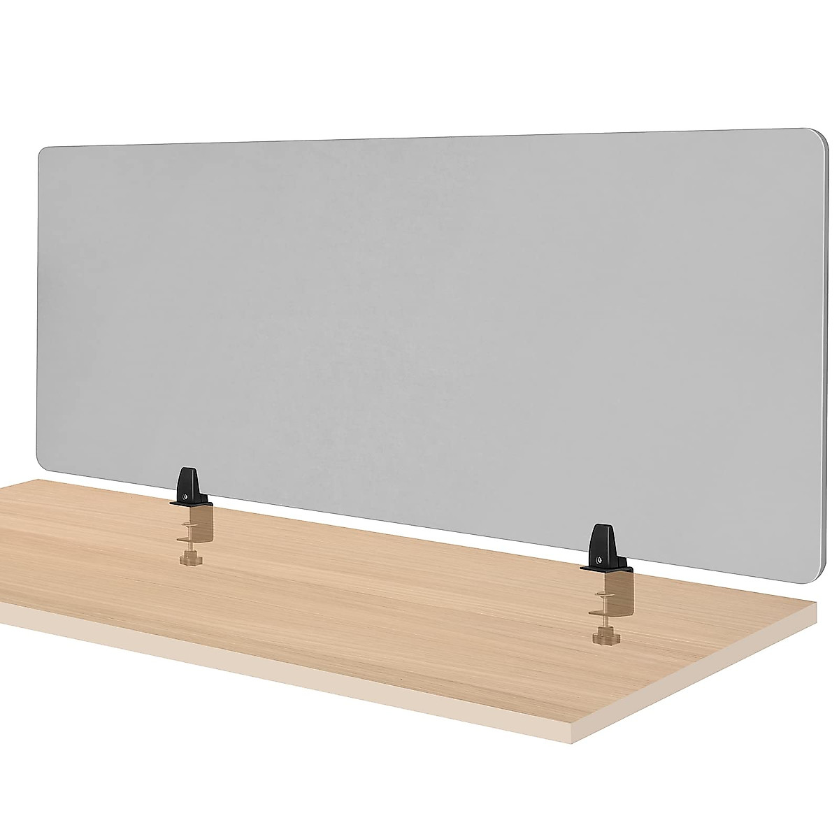 Jetec Clamp on Desk Divider for Office Acoustic Desk Privacy Panel Sound Proof Dividers Sound Absorbing Cubicle Wall Desk Partition Standing Desk Accessory(Light Gray, 60 x 24 Inch, 24 x 24 Inch)
