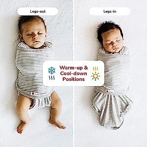 embé 2-Way Starter Baby Swaddle, 6-14 lbs, Newborn Swaddle Sack 0-3 Months, Zip & Hook and Loop Fastener Swaddle 0-3 Months Baby Swaddles Wrap, Hip Healthy, Infant Swaddle - Grey Stripe