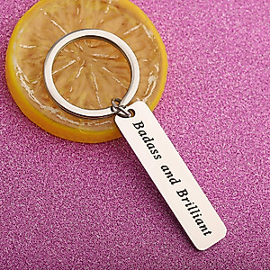 LQRI Funny Keychain Gift Badass & Brilliant Keychain Birthday Gift for Best Friend Girlfriend Badass Mom Badass Bitch (sliver)