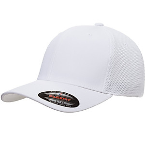 Flexfit Men's Ultrafibre Airmesh Fitted Cap, White, Large/X-Large