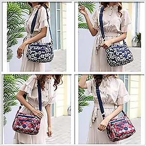 Crossbody Bag for Women Waterproof Multi-Pocket Messenger Bag Large Capacity Lightweight Shoulder Bag Handbags for Daily Use Work Travel (Floral White)