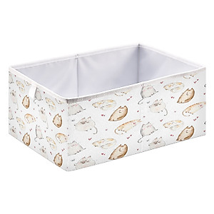 Kigai Cute Funny Cat Rectangular Storage Bins - 16x11x7 In Large Foldable Storage Basket Fabric Storage Baskes Organizer for Toys, Books, Shelves, Closet, Home Decor