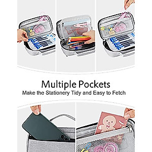 Kalokey Pencil Case Large Capacity with Double Zippers, Multipurpose Stationery Bag Pen Pouch Marker Holder Organizer Tool Bag Makeup Bag, Portable for School Home College Office