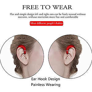 Sunffice Ear Hook Bluetooth Wireless Headphone,Non Ear Plug Headset with Microphone,Single Ear Noise Cancelling Earphones Painless Wearing for Android Smartphones,iPhone14 13 12 11 X 8 (Red)