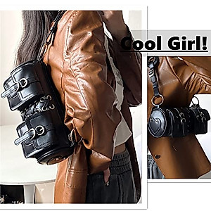 FONETTOS Y2K Barrel Bag, Punk Sourpuss Gothic Shoulder Purse Cool Rock Style Handbag