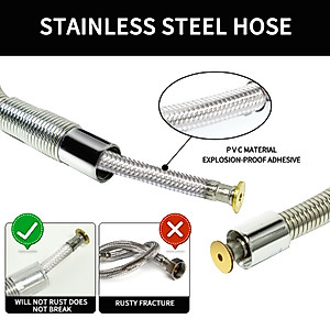 MYWHITENG Commercial Kitchen Faucet with Sprayer, 8 Inch Adjustable Wall Mounted Restaurant Faucets 12" Spout Pull-Down PreRinse Faucet 25” Height Suitable for 1, 2 or 3 Compartment Sink (Solid Brass)