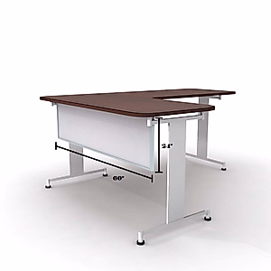 Obex 24" Polycarbonate Desk and Table Mounted Modesty Panel, White, 24" x 60"