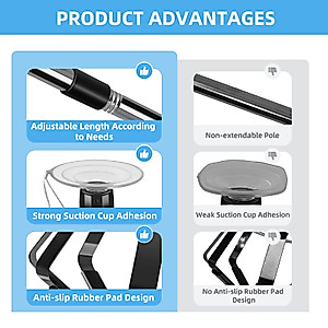 RAYKHO 12FT Extension Pole Light Bulb Changer with Baskets and Suction Cup,Light Bulb Changer for High Ceilings & Recessed Lights, Household Camping Bulb Removal Tool (Black)