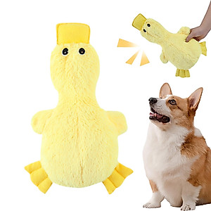 FLYUFO Dog Chewing Duck, Built in Sound Stuffed Dog Toys, Bite Resistant Squeaky Plush Pet Toys, Durable Dog Teething Toys, Lightweight Puppy Plushie Supplies, Dog Plush Toys for Pet Dogs and Puppies