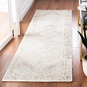 SAFAVIEH Abstract Collection Runner Rug - 2'3" x 12', Ivory & Grey, Handmade Wool, Ideal for High Traffic Areas in Living Room, Bedroom (ABT345F)