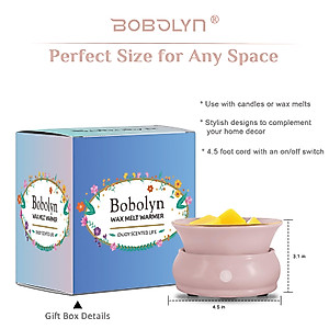 Bobolyn Wax Candle Melt Warmer Burner - 3-in-1 Ceramic Essential Oil Burner Electric Scented Fragrance Candle Melter for Home Office Bedroom Living Room Decor