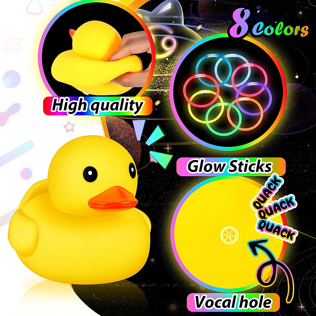 Deekin 10 Pcs 5 Inches Large Yellow Rubber Ducks Bulk Large Duck Bath Toy Squeak Rubber Duckie Bathtub Floating Bath Duck for Birthday Party Decoration Gift Swimming Pool (Bright)