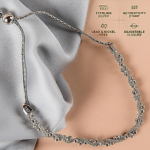 PORI JEWELERS Italian 925 Sterling Silver DC Ball Twisted Coreana Adjustable Bolo Bracelet (Silver)